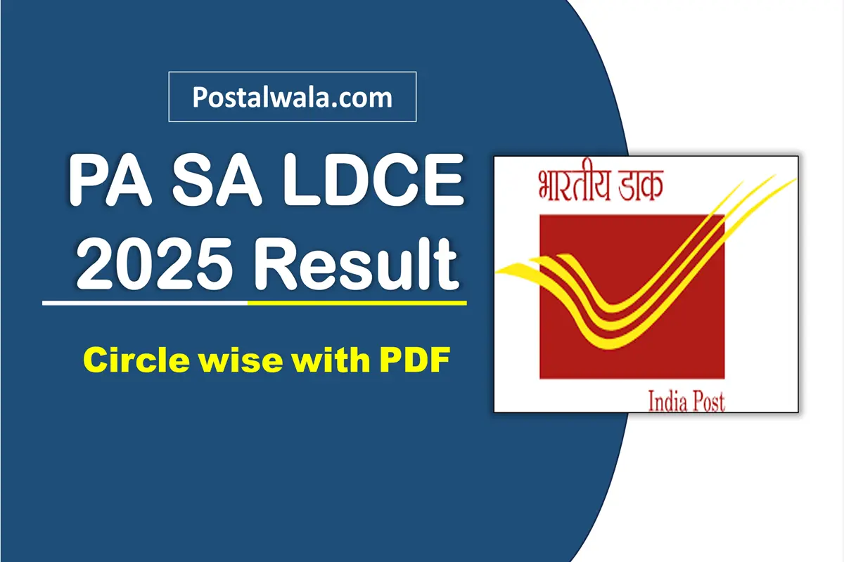 PA SA LDCE 2025 Result with PDF of all Circles - Postalwala